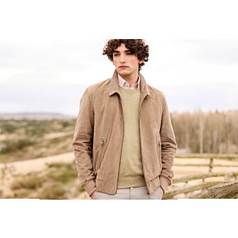 Chaqueta de cuero de terciopelo para hombre Camel Oscuro Edrik | Bexley