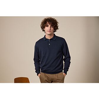 Men’s Dress Knit Polo Shirt Prussian Blue - BRAIDEN ML | Bexley